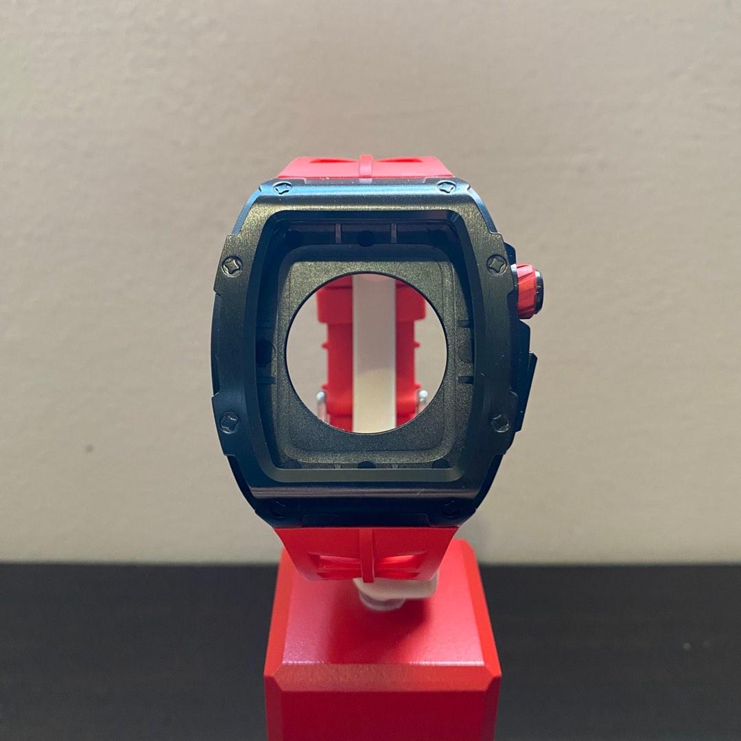 Apple Watch Series 7 8 RM Style Stainless Steel Sport Case with Red ...