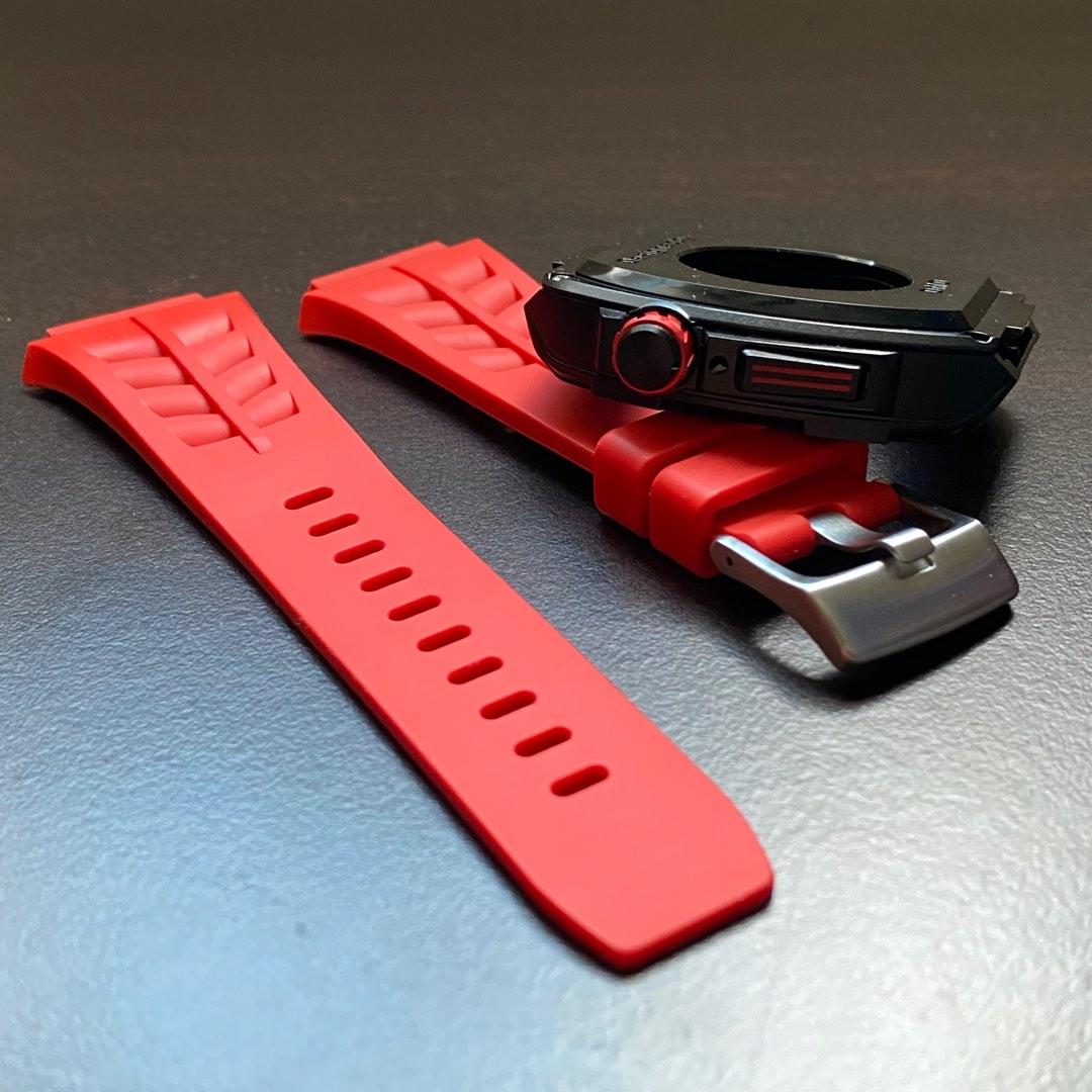 Apple Watch Series 7 8 RM Style Stainless Steel Sport Case with Red ...