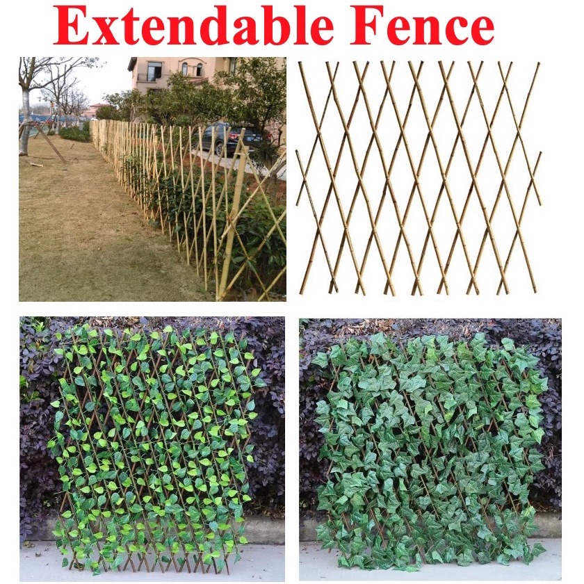 Artificial Leaves Extendable Fence Expandable Faux Ivy Privacy Fence ...