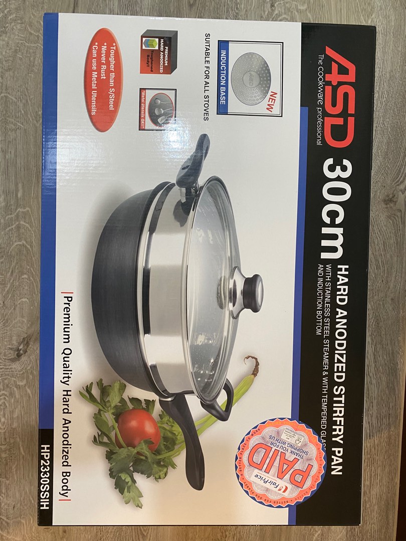 ASD Hard Anodized Stirfry Pan, Furniture & Home Living, Kitchenware ...