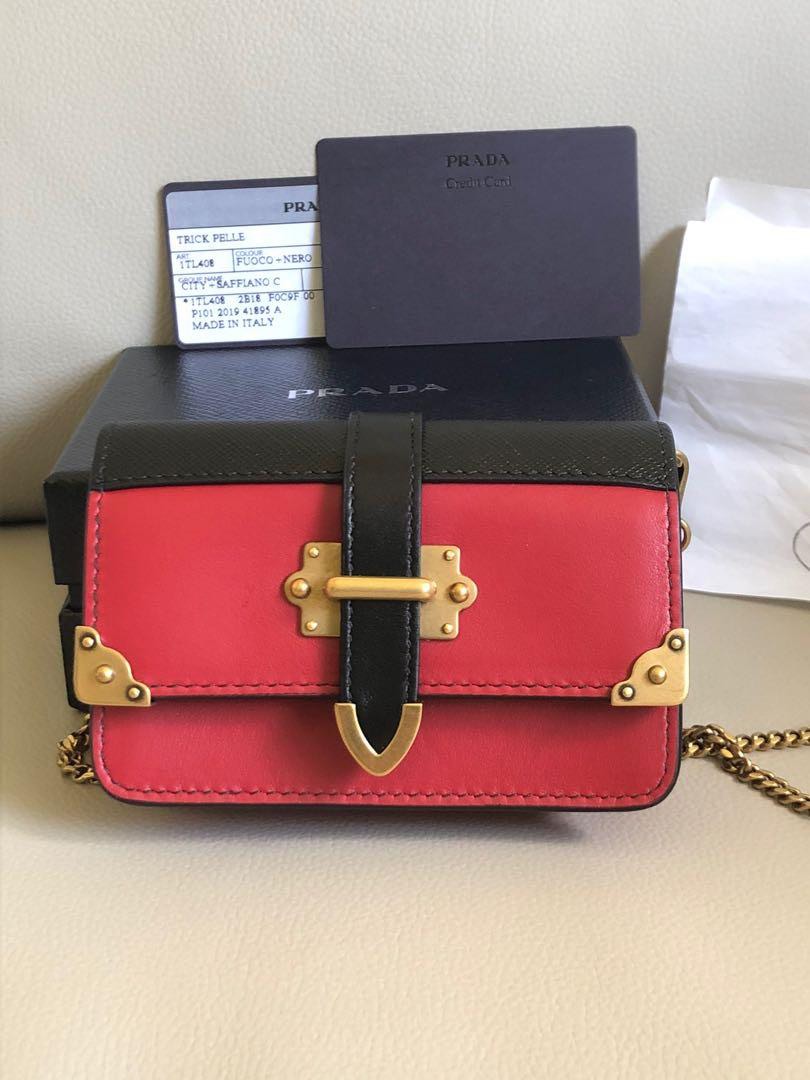 Authentic Prada Red Micro Bag, Luxury, Bags & Wallets on Carousell