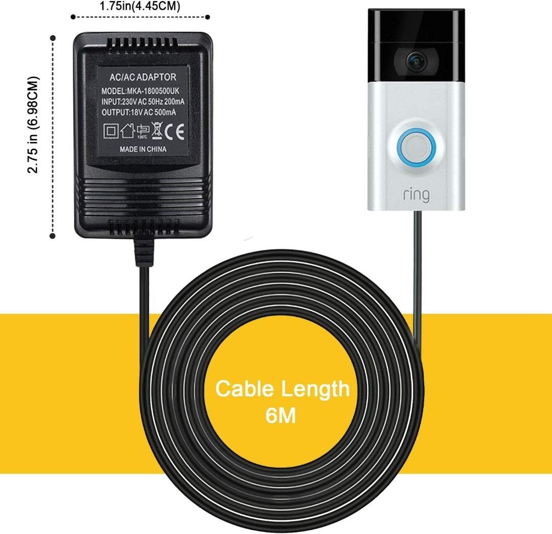 ⭐[B722] ⭐Power Adapter for Ring Video Doorbell with 6M Wires, Power ...