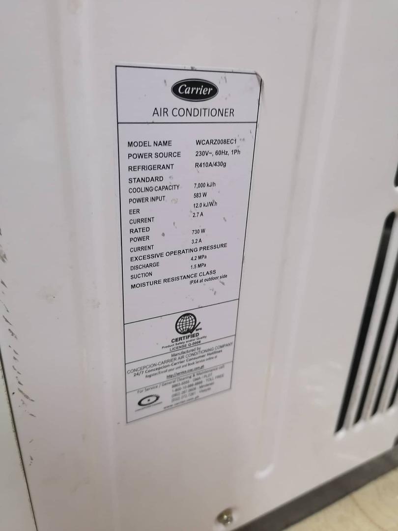 CARRIER Optima Green 2nd Hand Airconditioner 1HP, 2021 Model, TV & Home ...