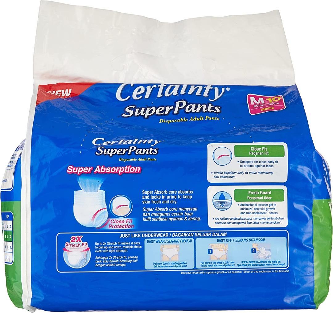 CERTAINTY SUPERPANTS DIAPER PANTS ADULT M 10 COUNT, Health & Nutrition ...