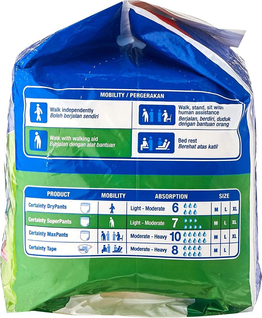 CERTAINTY SUPERPANTS DIAPER PANTS ADULT M 10 COUNT, Health & Nutrition ...