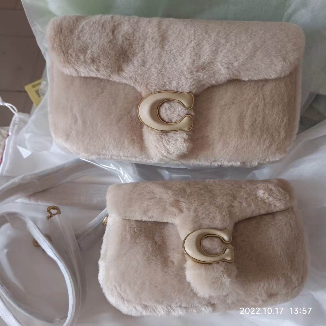 Coach New Pillow Tabby Shearling and Leather Shoulder Bag, Women's ...