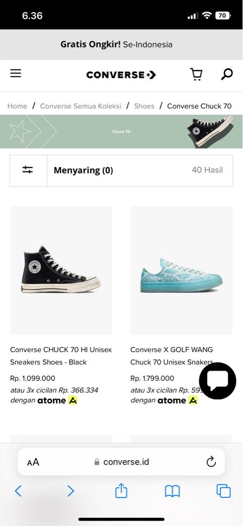 Converse 70s high ori beli di Store nya langsung, Fesyen Pria, Sepatu ...