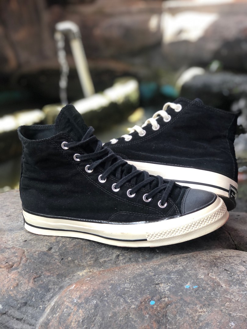 Converse ct high 70s corduroy black egret original, Fesyen Pria, Sepatu ...