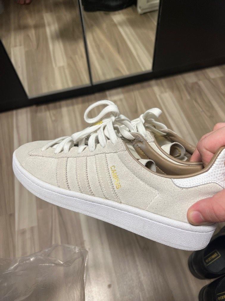 Cream Colored Adidas Campus with Gold Details, Women's Fashion ...