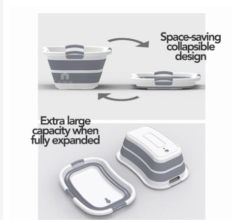 Extra Large Capacity Collapsible Laundry Basket / Bathing Tub with Tri ...