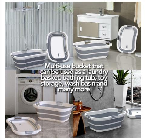 Extra Large Capacity Collapsible Laundry Basket / Bathing Tub with Tri ...