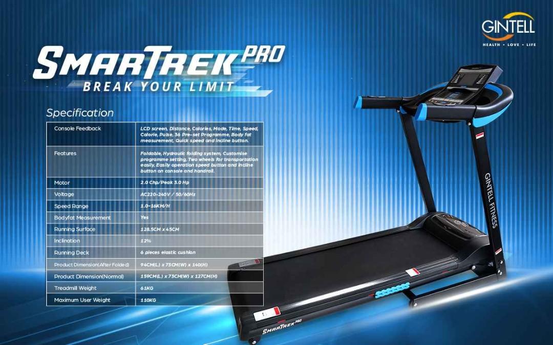 Gintell SmarTrek Pro Treadmill, Sports Equipment, Exercise & Fitness, Cardio & Fitness Machines ...