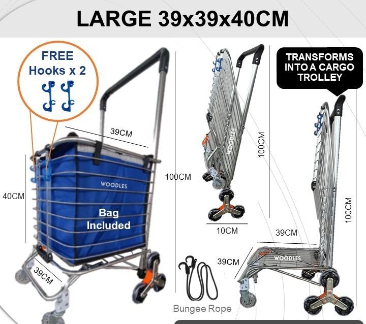 Grocery Shopping Cart Push-Pull Trolley★Foldable Stair Climbing 8 Wheel ...