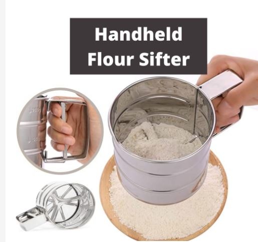 Handheld Baking Flour Sifter/Baking Sieve Duster with Fine Mesh Sieve ...