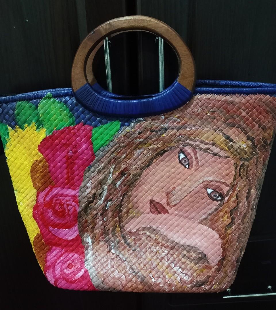 Hand-painted pandan bag, Women's Fashion, Bags & Wallets, Tote Bags on ...