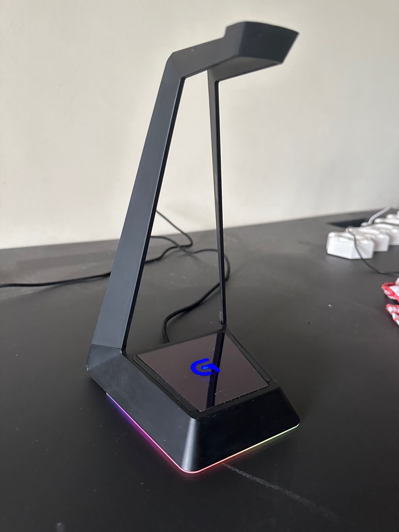 Headsets stand Logitech logo RGB, Audio, Headphones & Headsets on Carousell