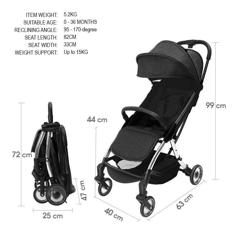 [iDS] Aluminium Self-Folding Stroller, Baby Pram, Lightweight Stroller ...