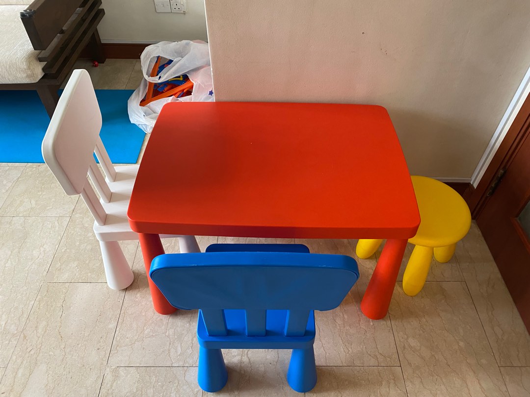 IKEA MAMMUT table and chairs, Babies & Kids, Baby Nursery & Kids ...