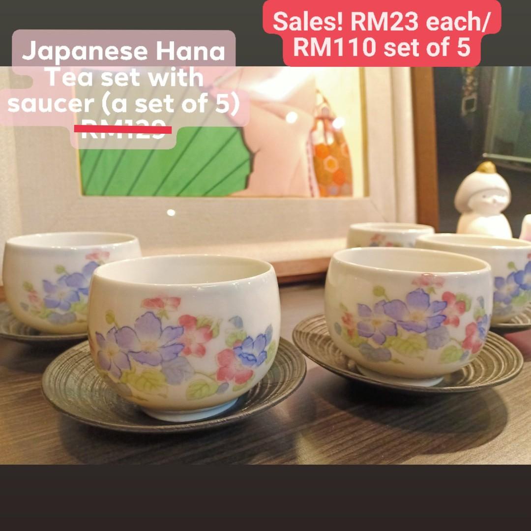 Japanese Hana Tea set with Saucer, Furniture & Home Living, Kitchenware ...