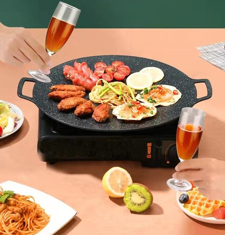 Korean Non-Stick Round Hot Plate Maifan Stone Pan BBQ Grill Pans ...