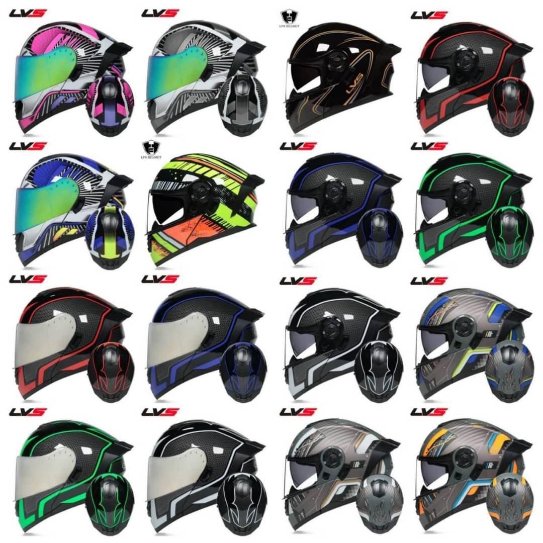 LVS Modular motorbike helmet with DOT certification and double visor ...