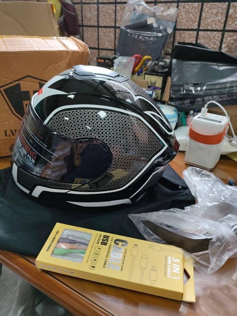 LVS Modular motorbike helmet with DOT certification and double visor ...