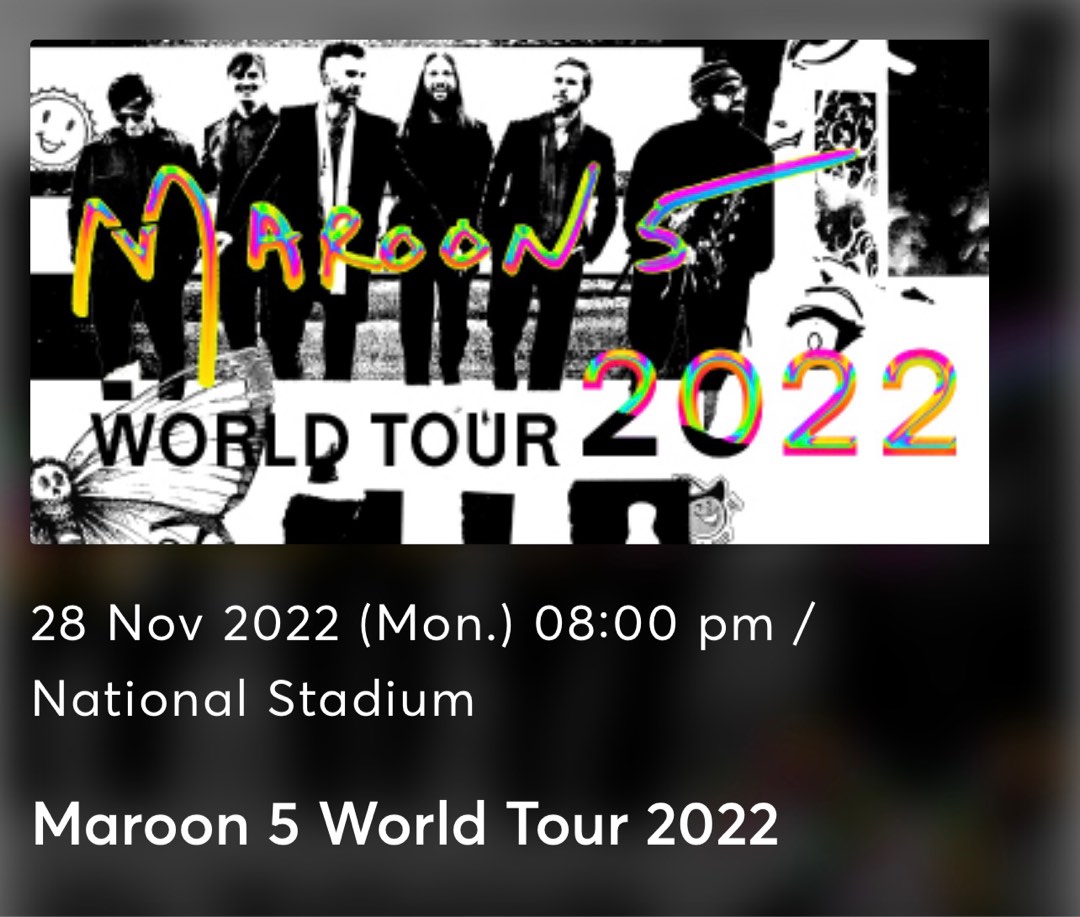 Maroon 5 World Tour 2022 - Singapore, Tickets & Vouchers, Event Tickets ...