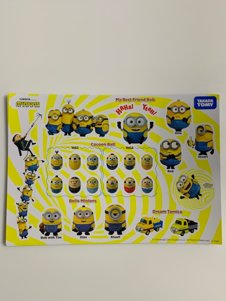Minions The Rise of Gru Takara Tomy Stickers, Hobbies & Toys ...