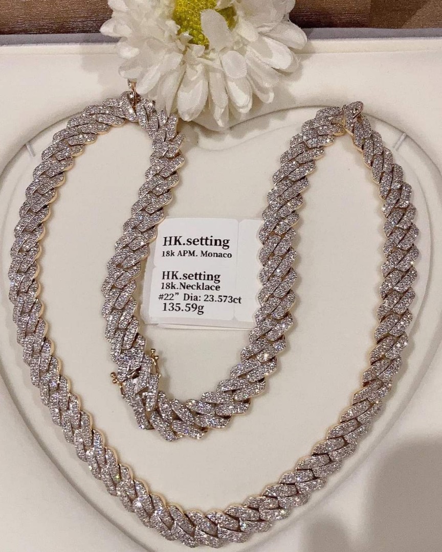 Monaco Full Faved Diamond Necklace 18k HK Setting, Women's Fashion ...
