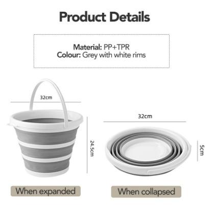 New & Improved Space Saving Multi-Purpose Collapsible Pail 10L ...