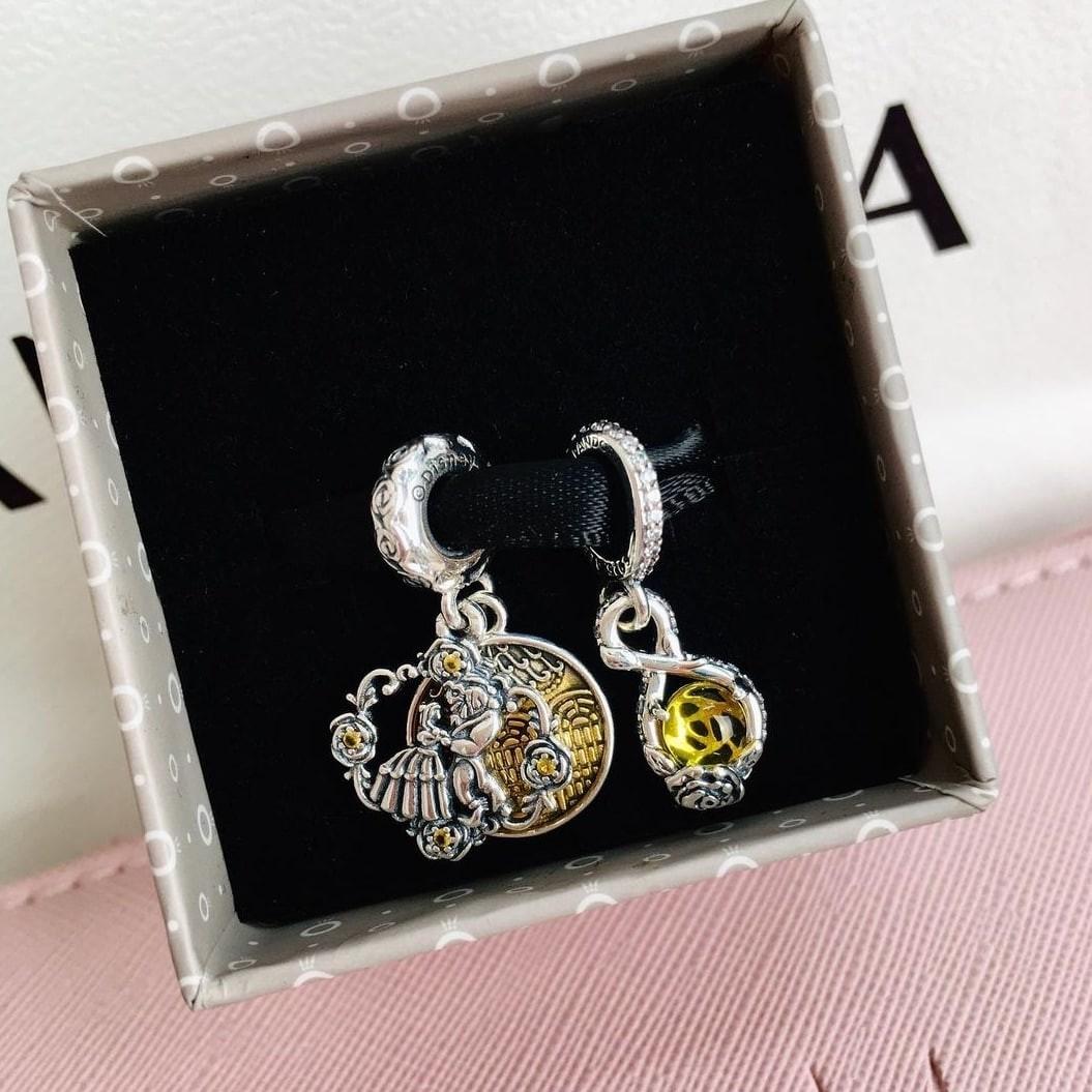 Pandora belle charm and yellow stone Disney princess charm pendant ...