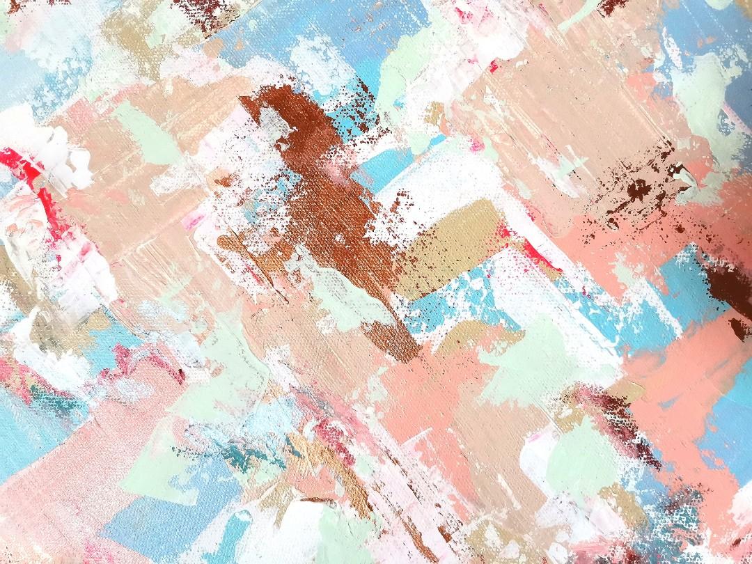 Pastel color abstract painting with metallics, Furniture & Home Living ...