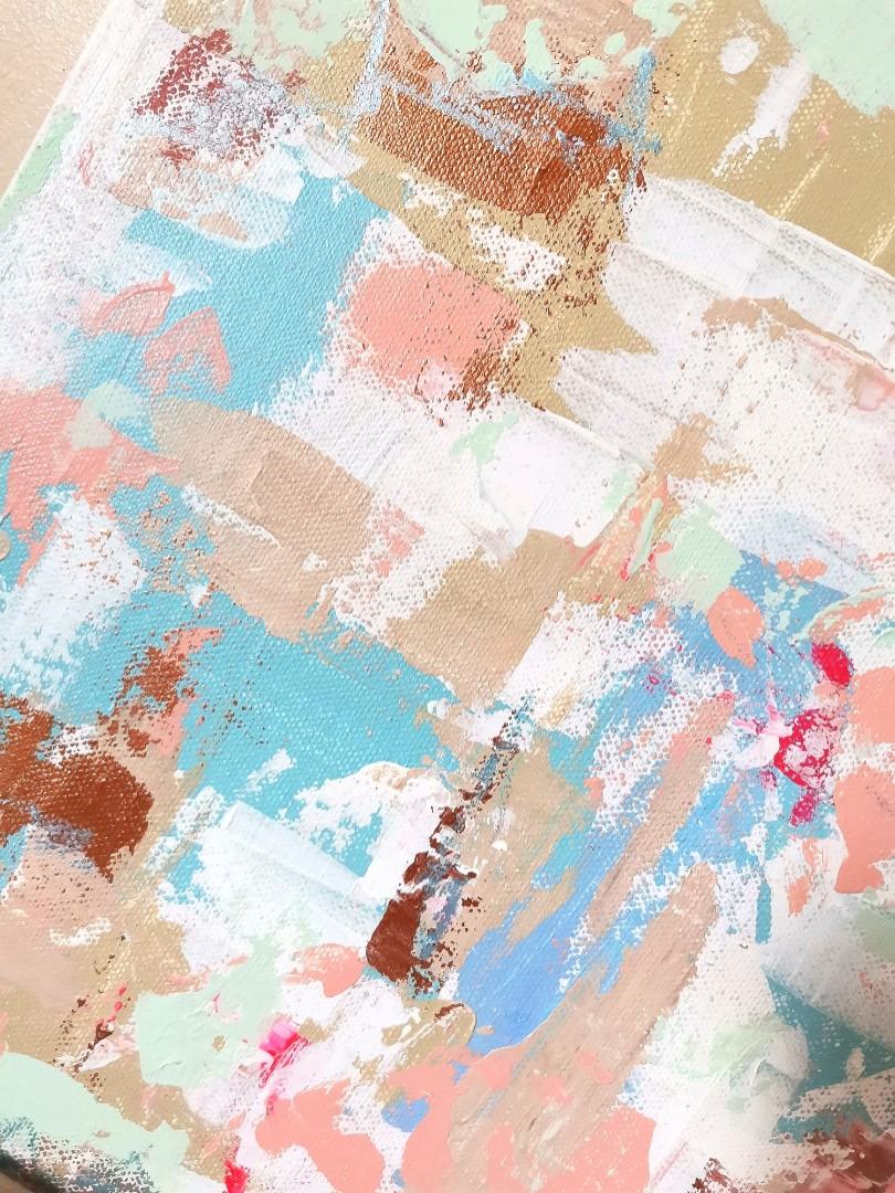 Pastel color abstract painting with metallics, Furniture & Home Living ...