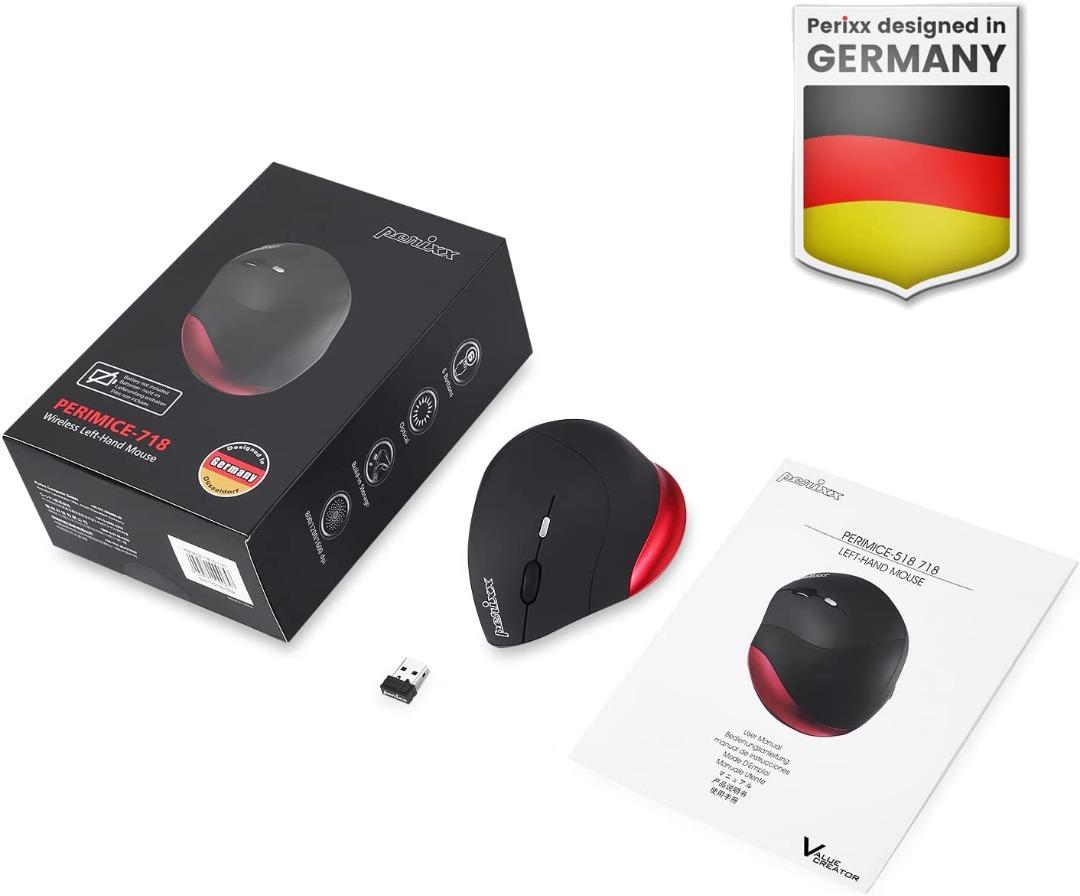 Perixx PERIMICE-718 Left Handed Wireless Mouse - Ergonomic Vertical ...