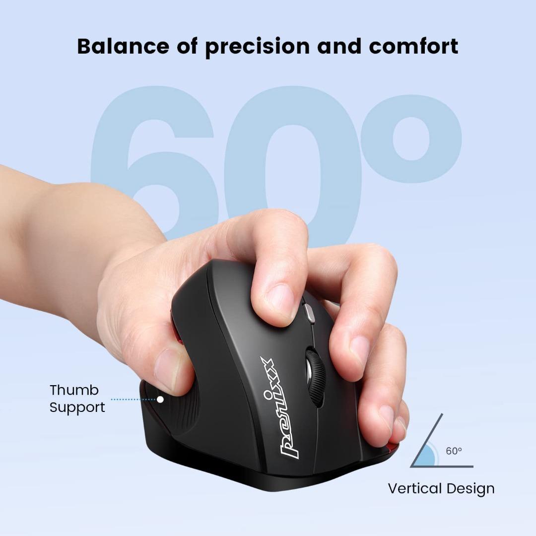 Perixx PERIMICE-718 Left Handed Wireless Mouse - Ergonomic Vertical Design - Programmable 5 ...