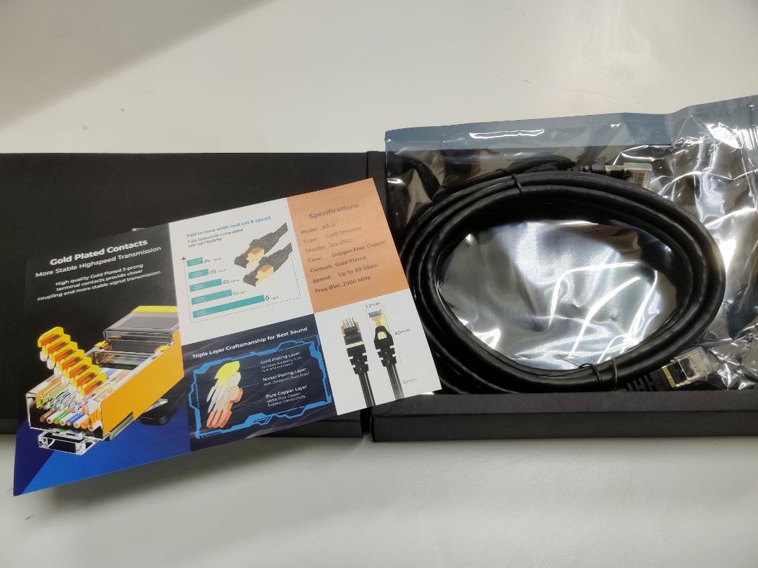 Premium grade Cat8 40Gbps Ethernet RJ45 LAN cable (3-meter) Gold-Plated and Double-Shielding for ...