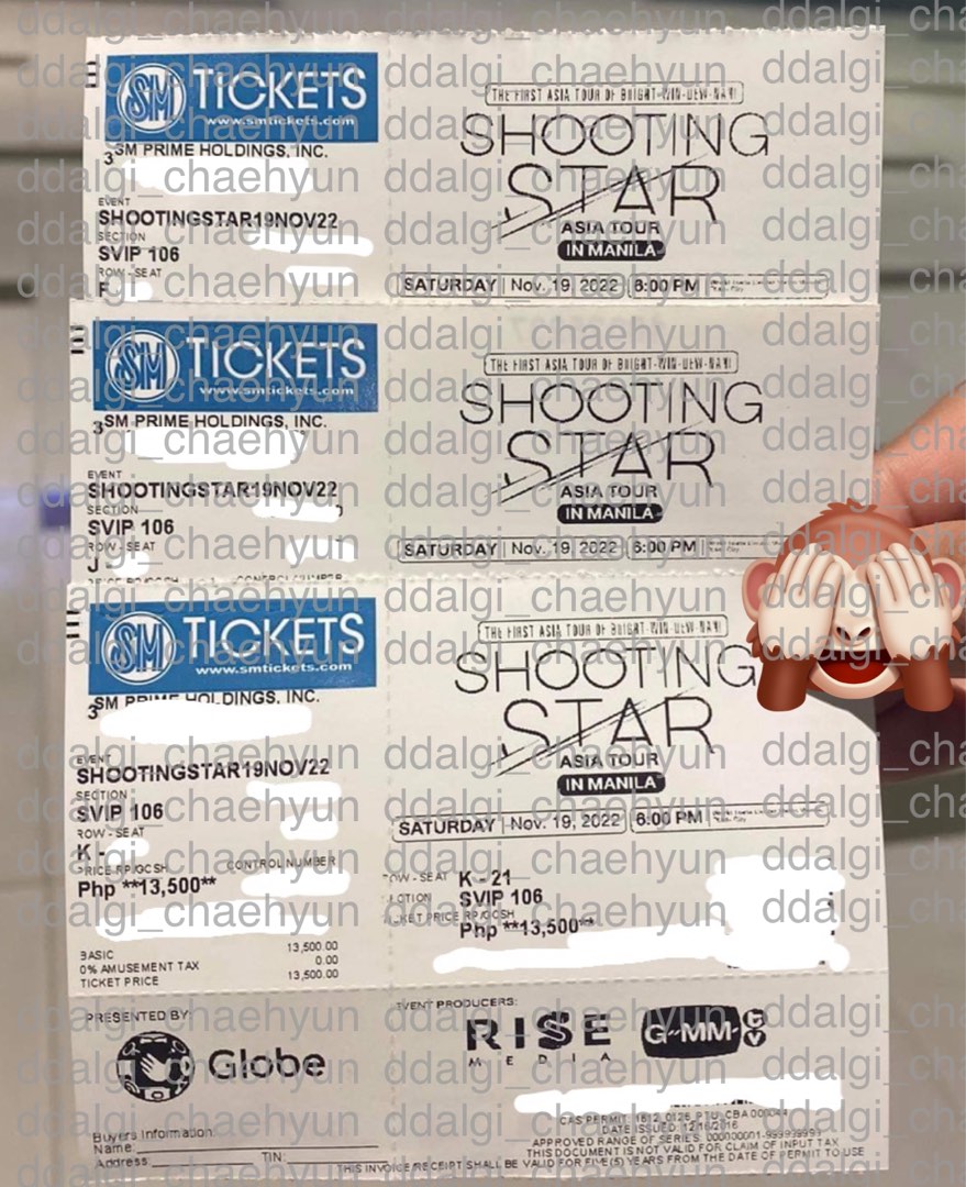 SHOOTING STAR IN MANILA SVIP TICKETS, Tickets & Vouchers, Event Tickets ...
