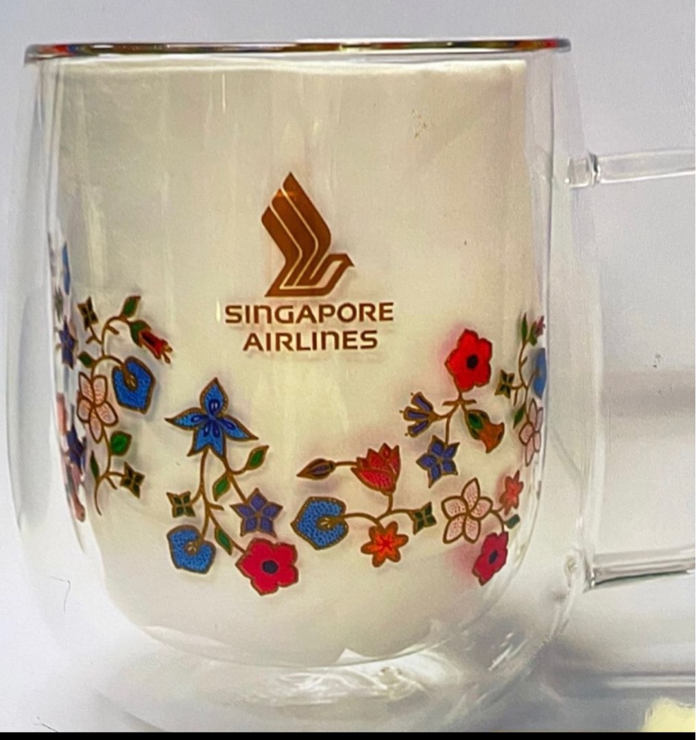 Singapore Airlines SIA batik glass cup/mug - limited edition, Furniture ...