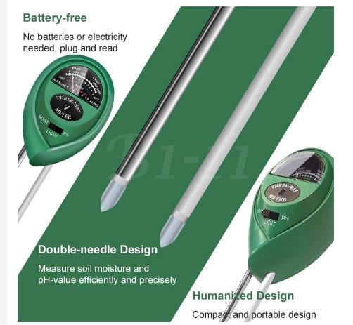 Soil pH Tester 3-in-1 PH Light Moisture Acidity Meter Soil Tester ...