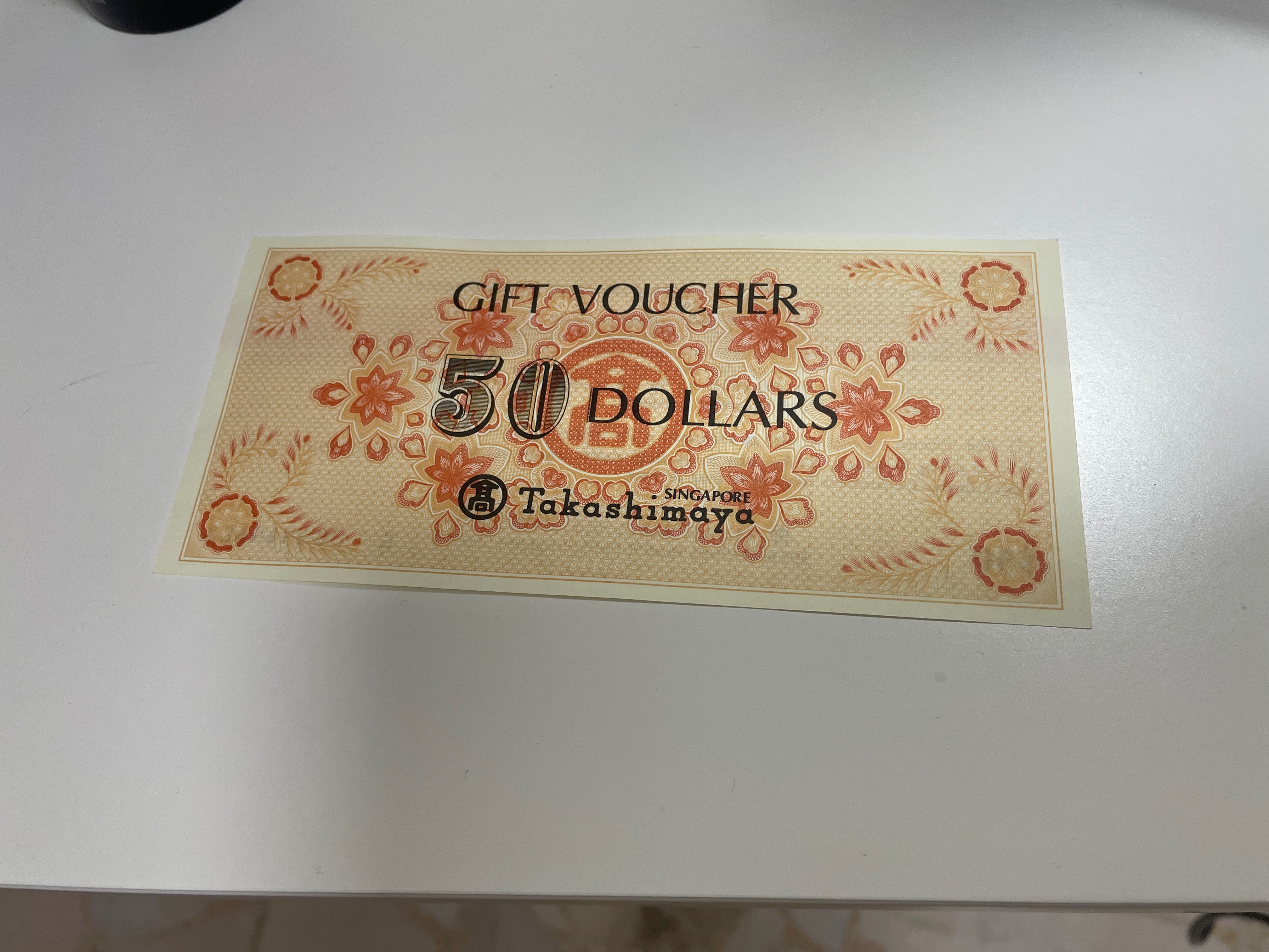 Takashimaya Vouchers $50, Tickets & Vouchers, Vouchers on Carousell