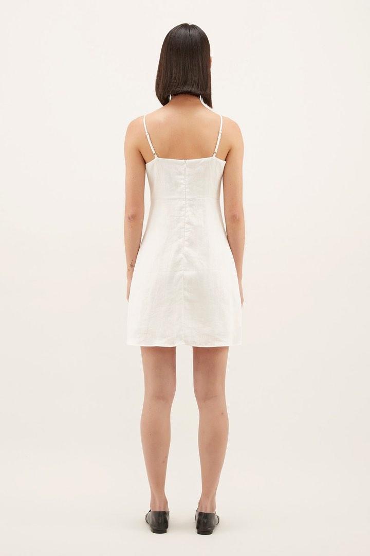 TEM Reah Linen Mini Dress (White), Women's Fashion, Dresses & Sets ...