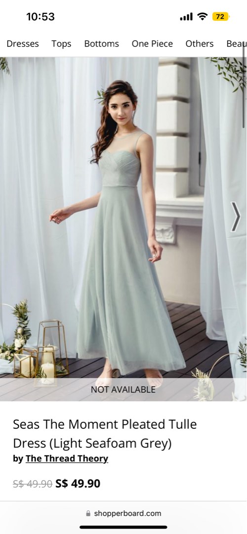 Thread Theory Seas The Moment Pleated Tulle Dress in Light Seafoam Grey ...
