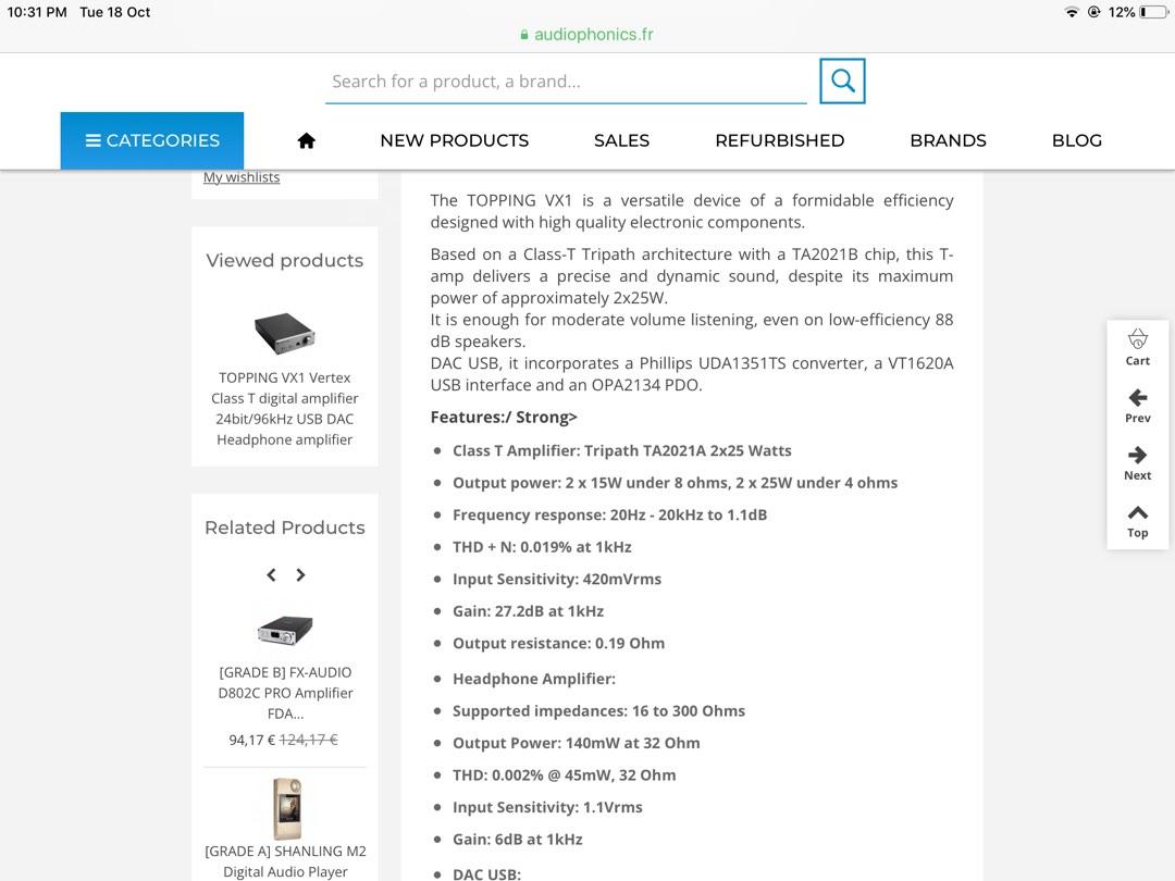 Topping VX1 amplifier, Audio, Soundbars, Speakers & Amplifiers on Carousell