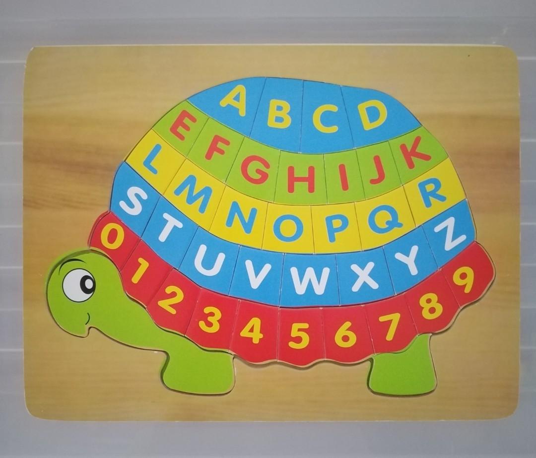 Turtle Alphabet and Number Puzzle Toy for Baby Kids, Hobbies & Toys ...