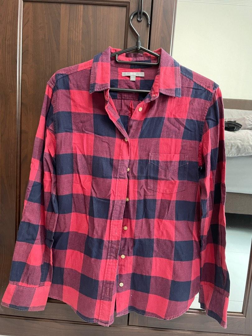 uniqlo flannel shirt, Women's Fashion, Tops, Longsleeves on Carousell