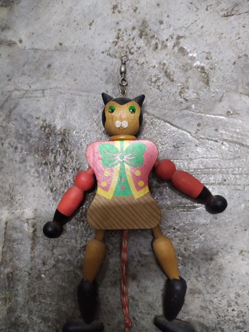 Vintage Wooden Pull String Puppet Kitty Cat, Hobbies & Toys ...