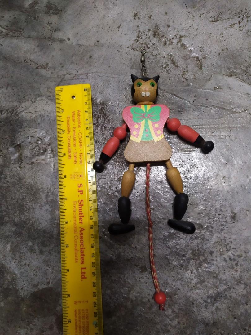 Vintage Wooden Pull String Puppet Kitty Cat, Hobbies & Toys ...