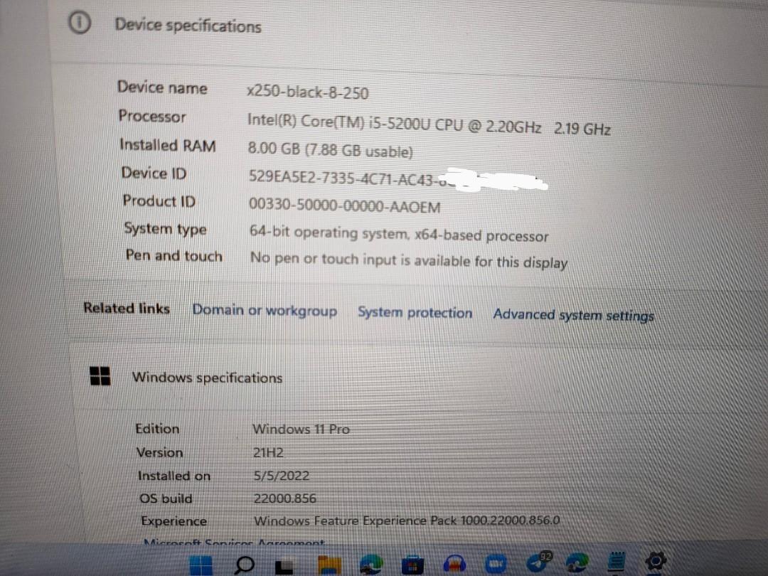 X250 Lenovo i5 ThinkPad 8GB 256GB SSD 5th gen CPU notebook computer, 3 ...