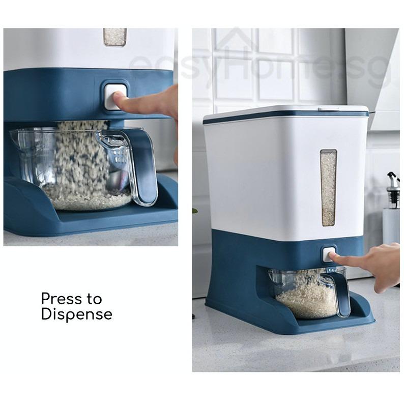 12kg Rice Dispenser Storage Bucket with Rinsing Drainage Cup MMZ0753 ...