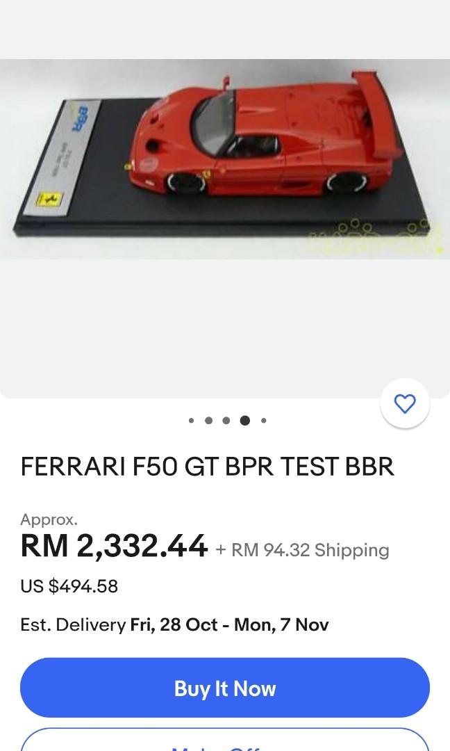 1/43 BBR Ferrari F50 GT BPR Test 1996 Diecast Handmade Car Model ...